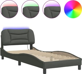 Rám postele s LED bez matrace Hvar Tmavě šedá 90x200 cm Látka 3213677