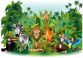 Samolepící fototapeta - Zvířata v džungli pro děti 245x175
