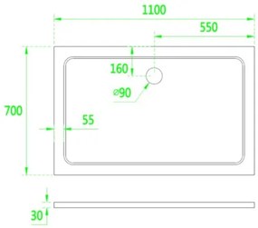 Olsen Spa Obdelníková mramorová sprchová vanička VENETS Rozměr A - 110 cm, Rozměr B - 70 cm VANKOBD7011