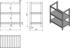 Aqualine Etide ET720 policová umyvadlová skříňka 71,5 x 85 x 44 cm bílá mat