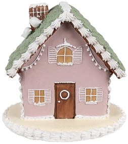 Růžová vánoční perníková chaloupka Gingerbread House - 13*13*12 cm