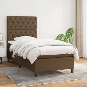 Box spring postel s matrací tmavě hnědá 120x190 cm textil