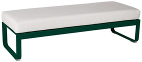 Bílá čalouněná lavice Fermob Bellevie 148 cm s tmavě zelenou podnoží