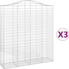 Klenuté gabionové koše 3 ks 200x50x220/240cm pozinkované železo 3145767