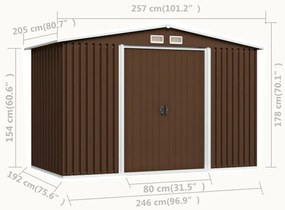 vidaXL Marketos Zahradní domek na nářadí hnědý 257 x 205 x 178 cm ocel