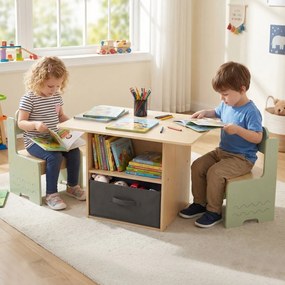Costway Dětský stůl s 2 židličkami ve tvaru krokodýla 3 PCS. Dětské sezení