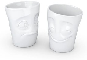 Sada 2 bílých hrnků z porcelánu 58products Cheery &amp; Baffled