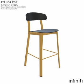 Kuchyňská židle Feluca Pop Barva kovové konstrukce: Ochre yellow 79, Barva sedáku a opěradla z recyklovaného plastu: Coal black IR8022