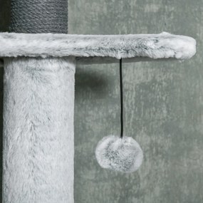 Stropní škrabadlo PawHut výškově nastavitelné 225-255 cm s ochranou proti překlopení Jeskyně pro kočky Škrabadla Hrací míč Grey | Aosom.de