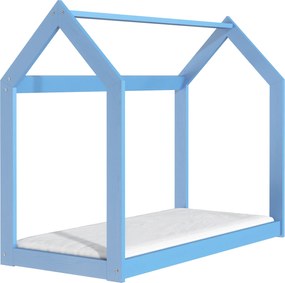 Dřevobox Dřevěná postel domeček 160 x 80 cm modrá + rošt
