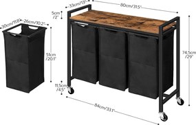 Koš na prádlo Vasagle Pietro 119 l hnědý/černý