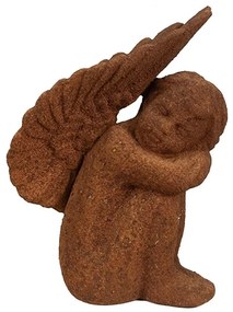 Dekorativní rezavá figurka anděl sedící - 11*7*15 cm