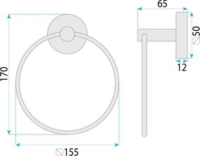 Držák na ručníky - kruh REA MODERN RING 6610 měď