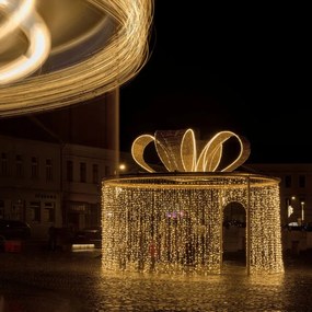 Easy Fix LED světelný závěs venkovní, 100 × 300 cm, teple bílá, 300 diod, bílý kabel, IP67, prodlužovací
