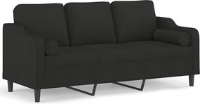 3místná pohovka s polštáři černá 180 cm textil 3200857