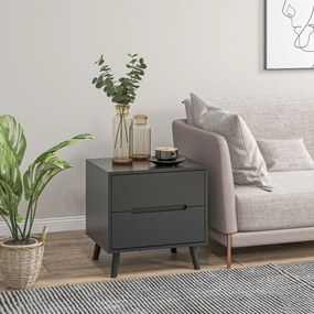 Noční stolek HOMCOM s 2 zásuvkami, moderní design pro ložnici a obývací pokoj, 50 x 40 x 50,5 cm, černý | Aosom