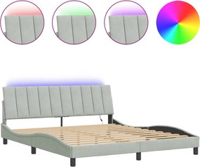 Rám postele s LED osvětlením bez matrace Hanko světle šedý 180 x 200 cm samet 3213793