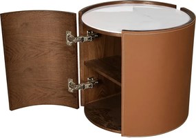 Noční stolek Modig M36 50 cm umělá kůže hnědý/mramor