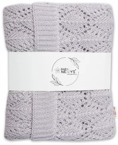 Baby Nellys Luxusní bavlněná háčkovaná deka, dečka LOVE, 75x95cm - šedá