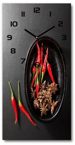 Wallmuralia Nástěnné hodiny tiché Chilli papričky 30x60 cm