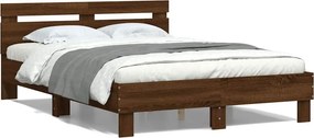Rám postele s čelem hnědý dub 135 x 190 cm kompozitní dřevo 3207447
