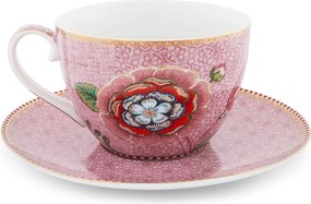 Pip Studio Spring to Life šálek s podšálkem 280ml růžový