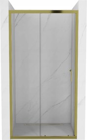 Mexen Apia, posuvné dveře do otvoru 145 x 190 cm, 5mm čiré sklo, zlatý profil, 845-145-000-50-00