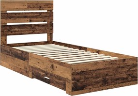 Rám postele s čelo Staré dřevo 90 x 190 cm Kompozitní dřevo 3412026