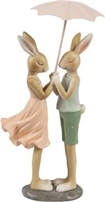 Dekorace zamilovaní králíci s deštníkem - 12*10*26 cm