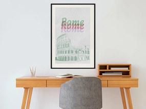 Plakát Řím v akvarelech - historická architektura Itálie a anglické texty