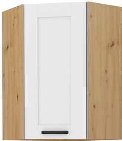 STL Rohová skříňka horní LUNA (výška 90 cm) Barevné provedení LUNA: Bílá / Jílově šedá