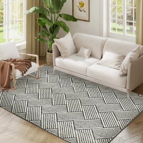 HOMCOM Koberec do obývacího pokoje 200 x 140 cm s krátkým vlasem, praní v pračce, hypoalergenní, do obývacího pokoje, ložnice, kanceláře, světle šedý