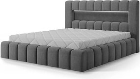 Šedá čalouněná dvoulůžková postel s úložným prostorem s roštem 140x200 cm Lamica – ELTAP