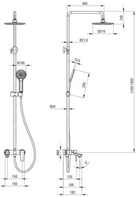 Deante Shower column, with bathtub mixer