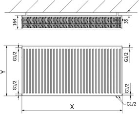 Mexen CV33 deskový radiátor 600 x 1300 mm, spodní připojení, 3035 W, Bílá - W633-060-130-00