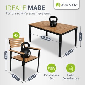 Juskys Zahradní jídelní set Rhodos z akáciového dřeva Provedení: 5 dílů