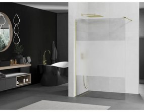 Mexen Kioto, sprchová zástěna typu Walk-In 130x200 cm, 8mm čiré sklo/námraza, zlatý profil, 800-130-101-50-35
