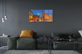 Obraz na skle Gdańsk Staré Město v noci kostel 140x70 cm