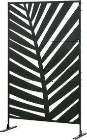 Outsunny Rozdělovač místností 3-panelový 122 x 198 cm Zahradní paraván s vzorem banánového listu Samostatná přepážka s podstavcem 3-panelový paraván …
