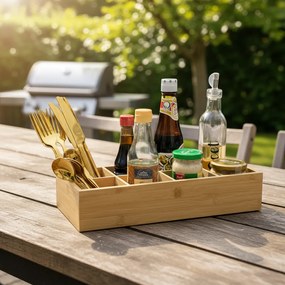 Kesper Bambusový organizér na přísady, příbory, na stůl, ke grillu, 8 přihrádek 36 x 15 x 7,5 cm