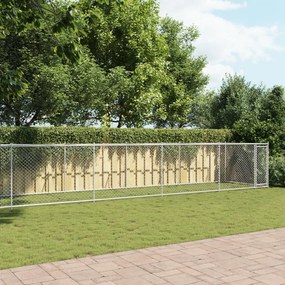 Klec pro psy s dvířky šedá 10 x 2 x 1,5 m pozinkovaná ocel 3209581