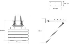 Sapho Sapho, HANDICAP sklopné sprchové sedátko s opěrnou nohou, 44x45cm, bílá, XH001