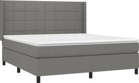 Box spring postel s matrací a LED tmavě šedá 160x200 cm textil 3138326