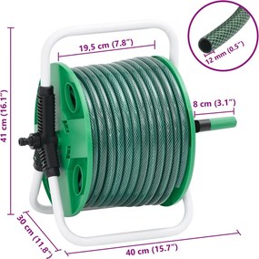 Volně stojící zelený hadicový naviják s 30m hadicí PVC 3281508