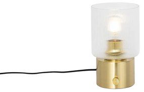 Stolní lampa Art Deco zlatá se sklem - Laura