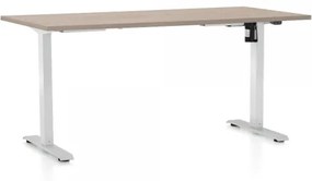 Výškově nastavitelný stůl OfficeTech A, 160 x 80 cm, bílá podnož