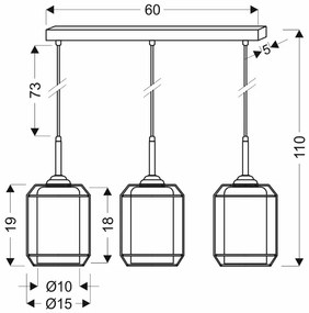 Černý závěsný lustr Jonera pro žárovku 3x E27  - Candellux