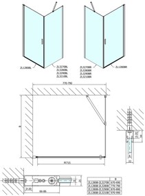 Polysan, Zoom Line Black obdélníková sprchová zástěna 800x1000mm L/P varianta, ZL1280BZL3210B