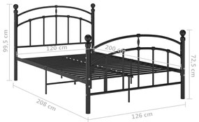Rám postele černý kov 120 x 200 cm,  324973