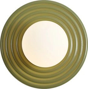 Retro nástěnná lampa zelená s kulatým opálovým sklem 20cm IP44 - Lila